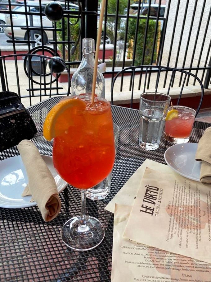 An Aperol Spritz on the patio&mdash;the universal signal that vacation mode has officially begun. Sunshine in a glass, even on a cloudy Philadelphia day.