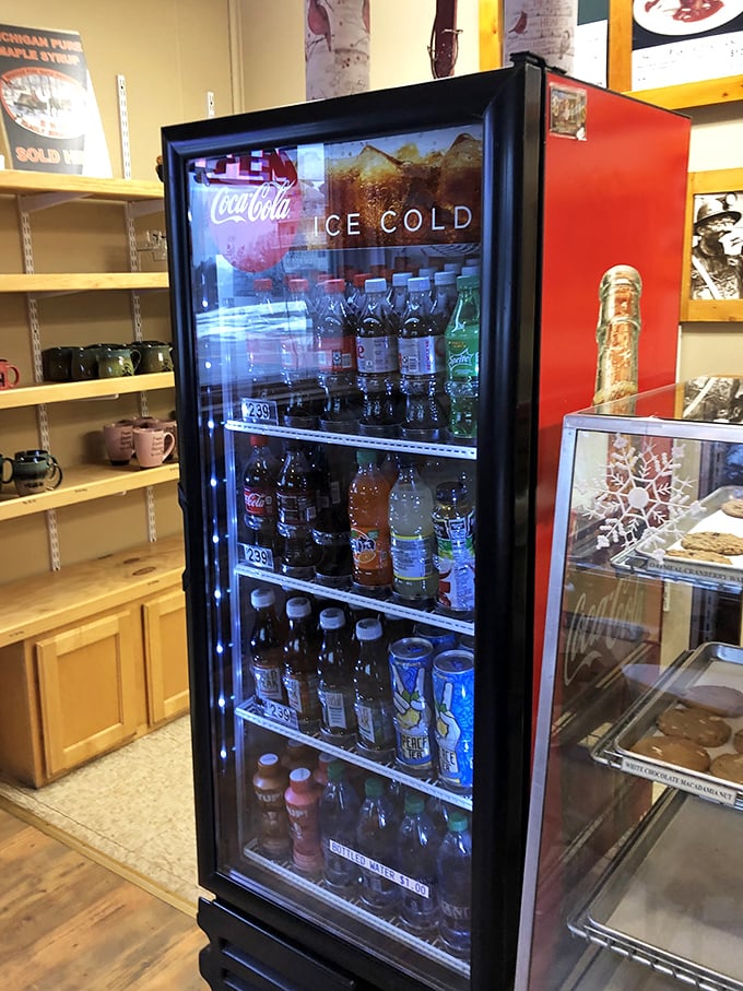 Cold beverages standing at attention, ready to accompany your pasty adventure &ndash; because every hero needs a sidekick.