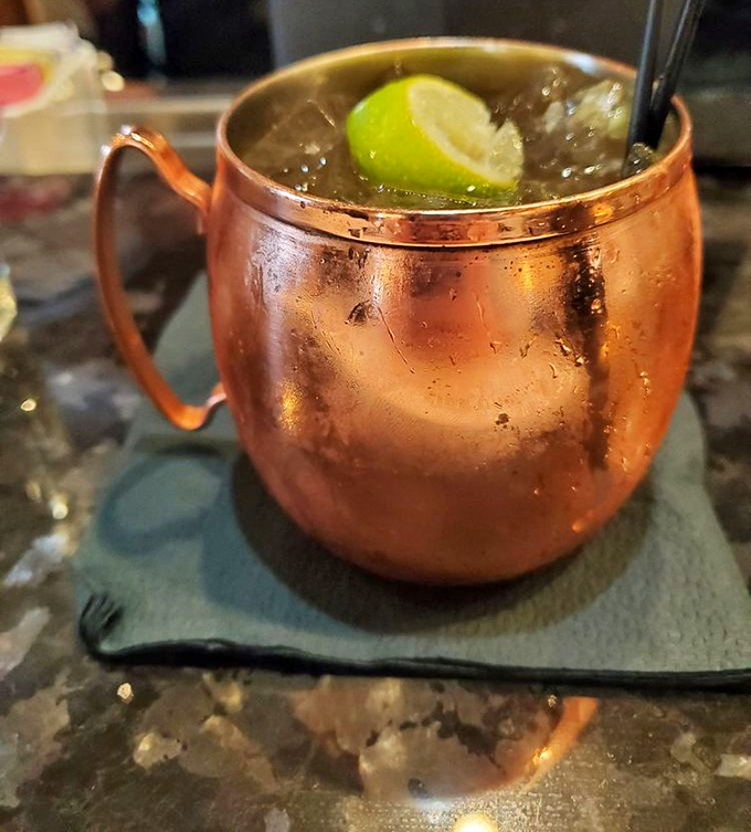 This Moscow Mule isn't just a drink, it's a copper-clad conversation starter that whispers "treat yourself" with every sip.
