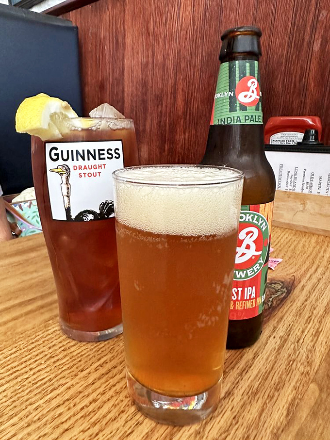 Liquid companions for your culinary adventure. That Brooklyn East IPA isn't just beer; it's conversation in a glass waiting to happen.