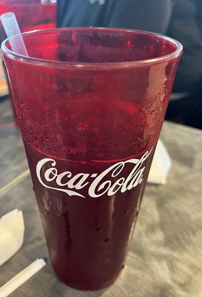 8. An ice-cold Coca-Cola in a classic glass&mdash;sometimes the simplest pleasures are the perfect companion to a hearty meal. That condensation tells you it's properly chilled!