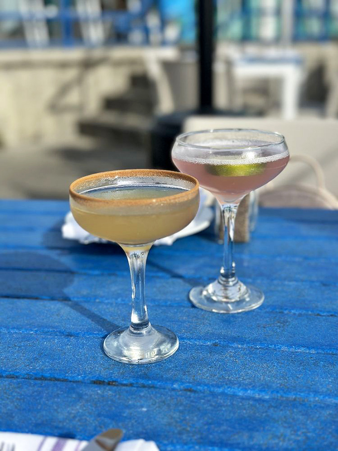 Cocktails with ocean views&mdash;nature's perfect pairing. These aren't just drinks; they're liquid souvenirs of a coastal afternoon well spent.