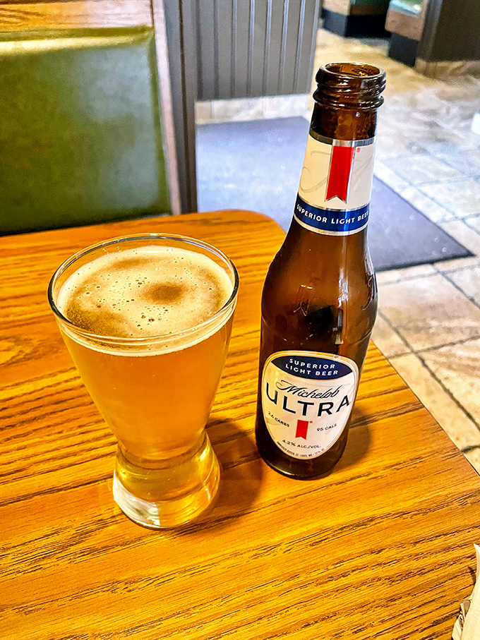 Nothing complements a hearty meal like a cold one. This Michelob Ultra is practically health food after all that indulgence.