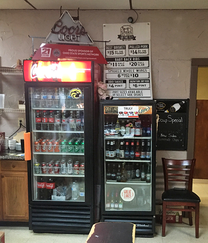 The beverage corner where cold drinks await to rescue your taste buds from spice. Like firefighters for your mouth, they stand ready to serve.