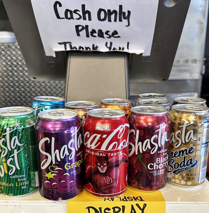 Even the drinks at Coop's get special attention. Those colorful cans are just waiting to wash down your barbecue feast.