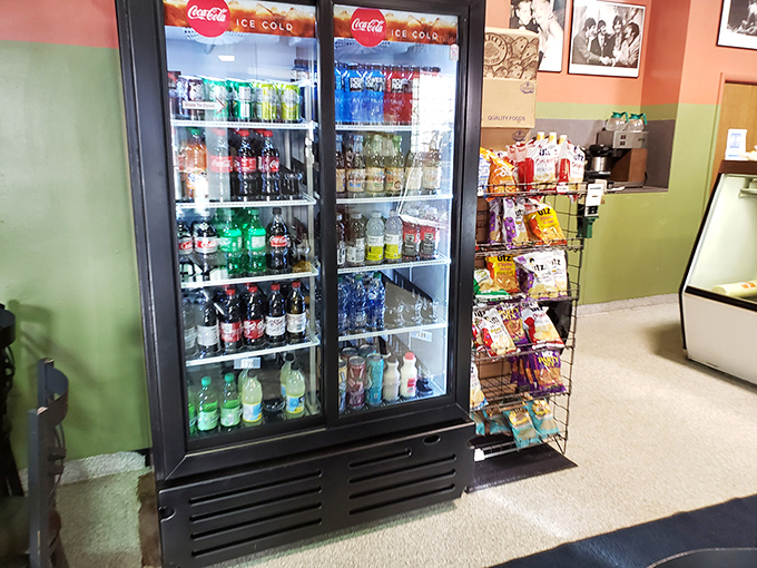 The beverage cooler stands ready like a loyal sidekick &ndash; because every great sandwich deserves an equally thoughtful liquid companion.