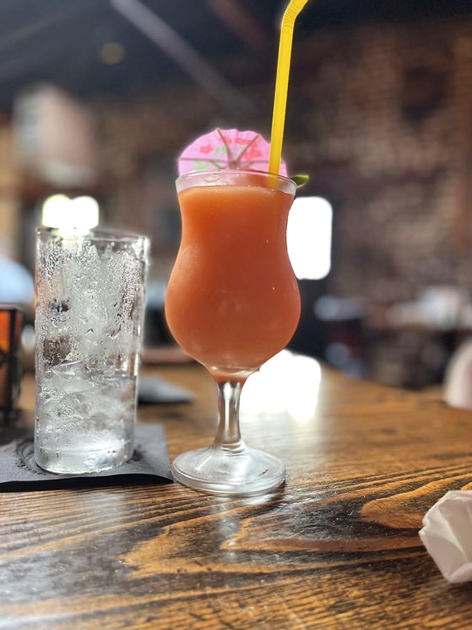 A tropical vacation in a glass &ndash; complete with tiny umbrella and the promise of momentary escape from reality with each sip.