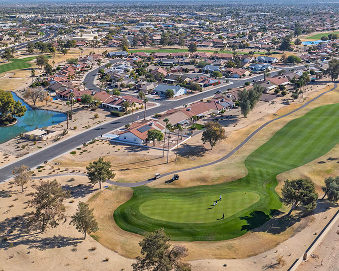 Golf and gorgeous views come standard. Homes border emerald fairways where water features somehow exist despite being in the middle of a desert.