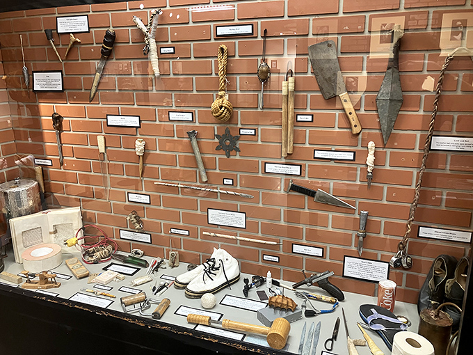 Improvised weapons display that would make MacGyver nervous&mdash;everyday items transformed into deadly tools by desperate hands.