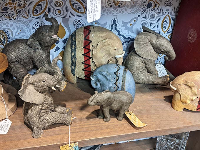 The elephant figurine collection nobody knew they needed until this very moment. Your coffee table is practically begging for that blue ceramic pachyderm.
