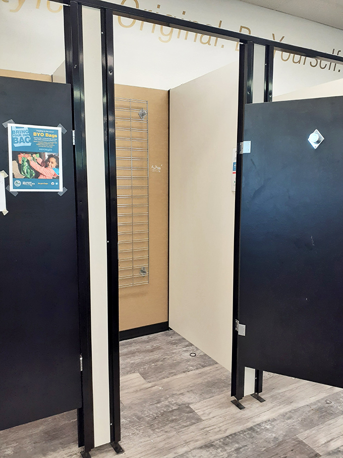 Fitting rooms that don't feel like punishment cells—clean, spacious, and ready for your fashion montage moment.