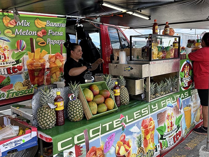 A tropical paradise for your taste buds! Fresh pineapples and mangoes promise refreshing relief from the Florida heat.