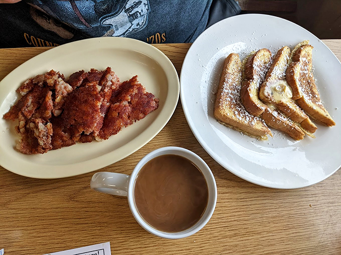 Scrapple and French toast&mdash;the breakfast version of "opposites attract." Sweet meets savory in this plate of morning perfection.