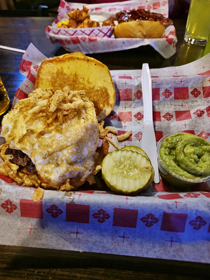 The egg-topped burger that answers the eternal question: "Is it still breakfast if there's beef involved?" with a resounding "Who cares? It's delicious!"