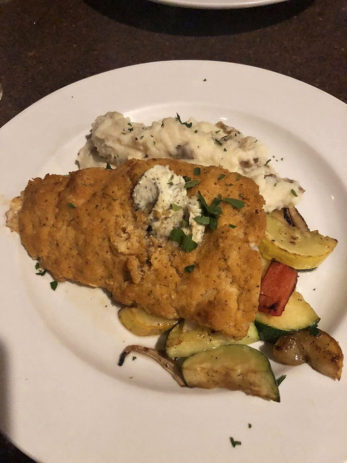 Crispy on the outside, tender within &ndash; this fried grouper doesn't just set the bar for fish, it is the bar. Those roasted vegetables aren't just sidekicks.