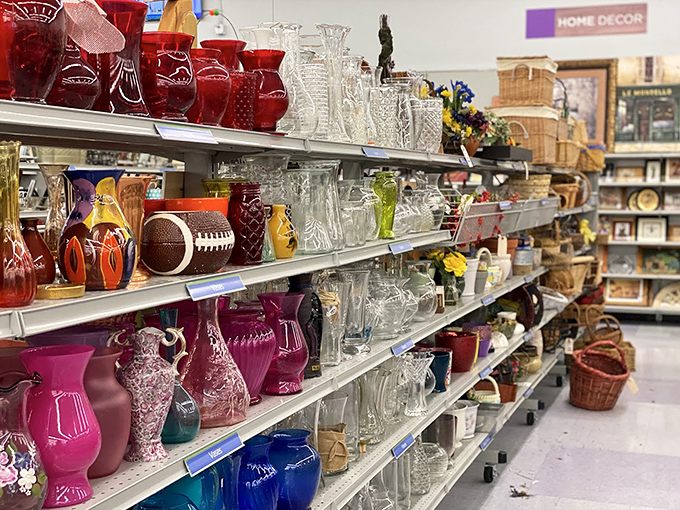 Glass act! This colorful collection of vases and vessels proves that yesterday's wedding gifts become tomorrow's vintage treasures.