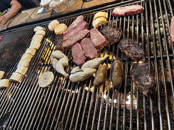 The communal grill transforms dinner into theater, where amateur chefs perform the ancient ritual of meat over fire with varying degrees of confidence.