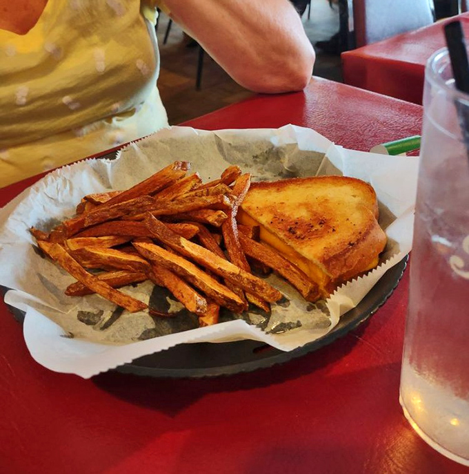 Sweet potato fries and grilled cheese &ndash; the comfort food equivalent of finding money in your winter coat pocket. Simple pleasures executed perfectly.
