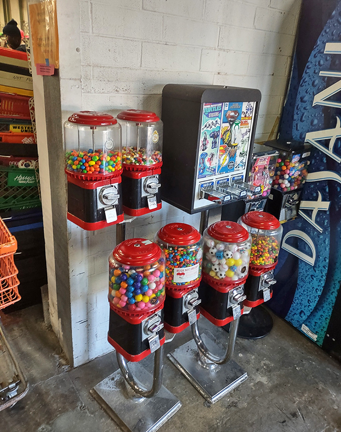 Vintage gumball machines add nostalgic charm, proving that some childhood joys never go out of style or lose appeal.