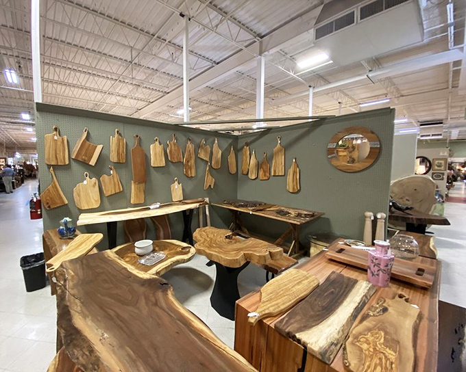 Nature transformed into functional art. These live-edge wooden pieces bring the forest indoors without the inconvenience of squirrels or rainfall.