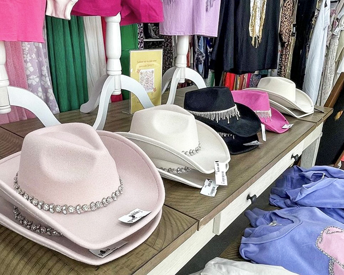 Cowboy hats with bling? In Texas, even the secondhand headwear comes with a healthy dose of sparkle and attitude.