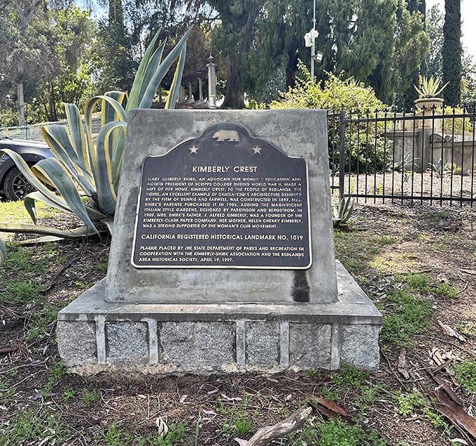 History set in stone: This marker reminds us that before Instagram-worthy backdrops, places like Kimberly Crest were living chapters of California's story.