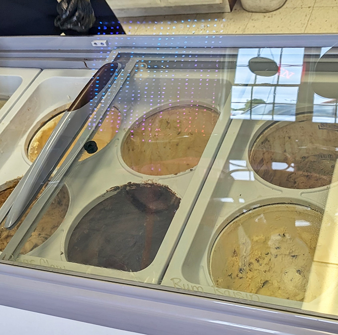 Ice cream flavors waiting patiently for their moment to shine. Each scoop a different path to happiness, like a choose-your-own-adventure for your taste buds.