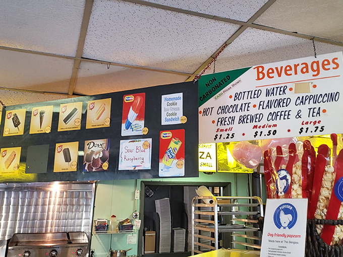 The ice cream menu board&mdash;a monument to simple pleasures that taste infinitely better when consumed during coming attractions.