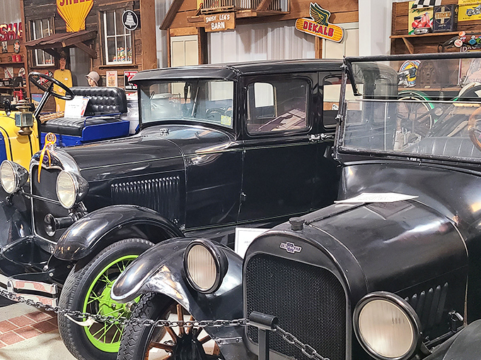 Classic cars lined up like they're waiting for the world's most elegant parade to begin.