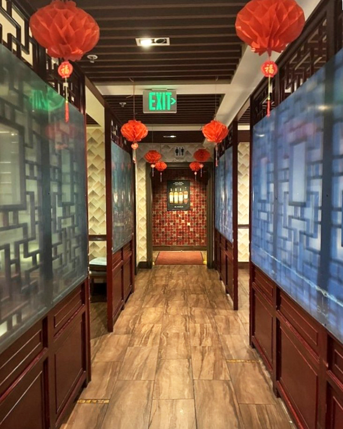 The hallway to seafood nirvana, complete with red lanterns guiding you like runway lights to deliciousness.