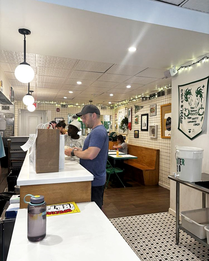 The counter seating offers front-row tickets to the sandwich show, where you can watch culinary magic happen while contemplating your next visit.
