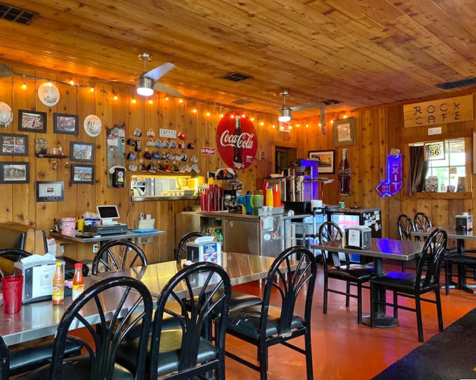 Where wood-paneled walls tell stories and Coca-Cola signs remind you that some things in America remain deliciously constant.