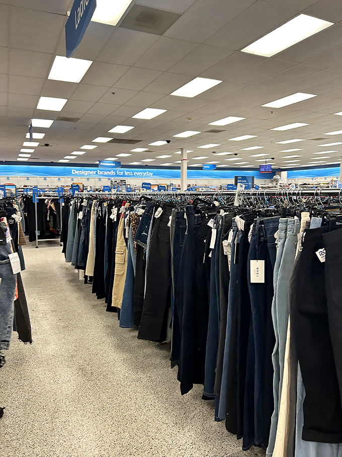 The denim district&mdash;where jeans of every era hang in perfect formation like a fashionable army awaiting deployment.