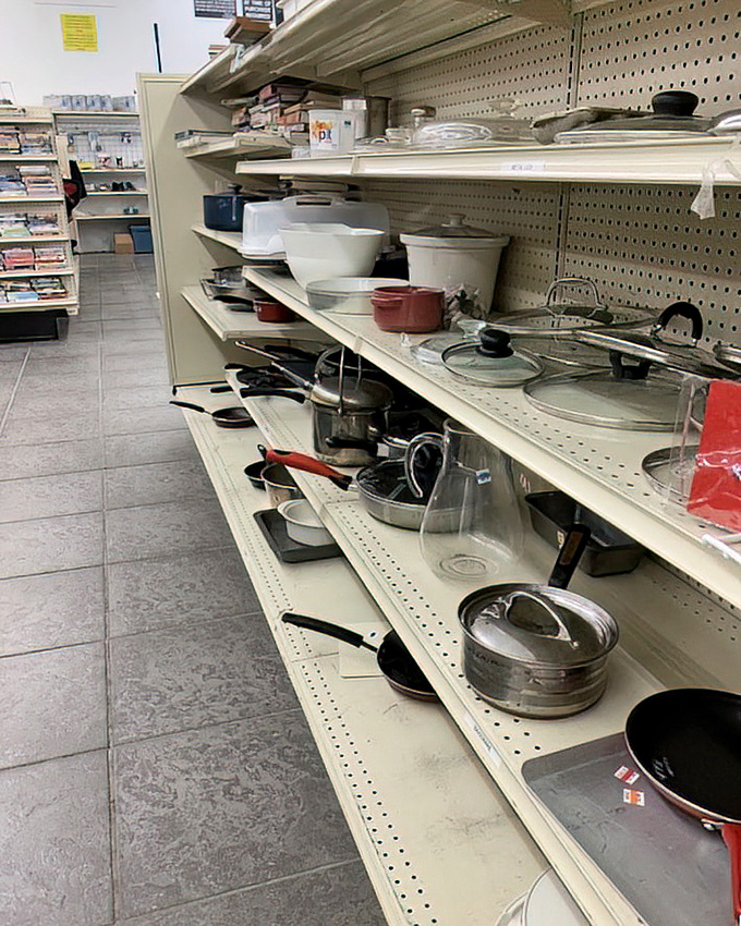 Pots, pans, and kitchen implements that have prepared countless meals stand ready for new culinary adventures. That cast iron skillet holds decades of seasoning and stories.