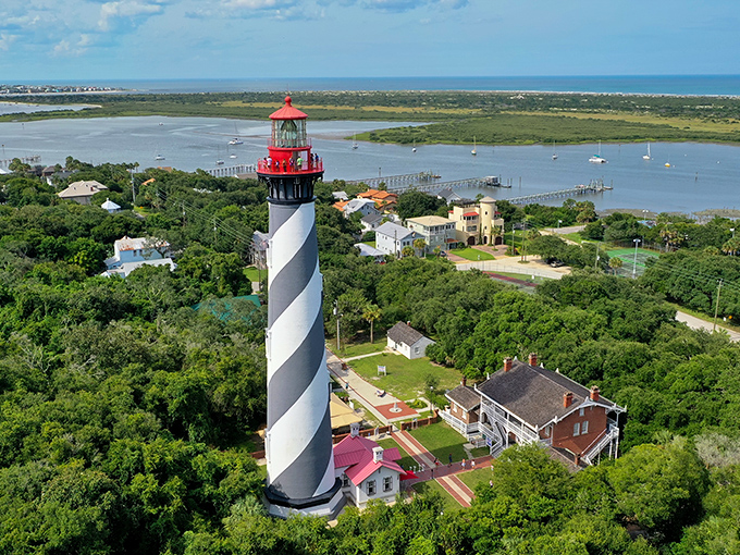 The St. Augustine Lighthouse stands like a candy cane sentinel against the Atlantic. Those 219 steps to the top? Consider them Florida's version of a mountain hike. 