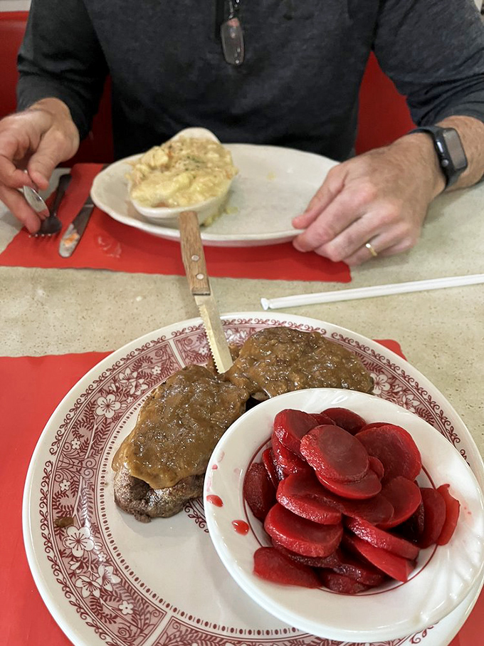 When meatloaf meets beets and gravy, it's not just dinner&mdash;it's a color palette of comfort that feeds your soul first, stomach second.