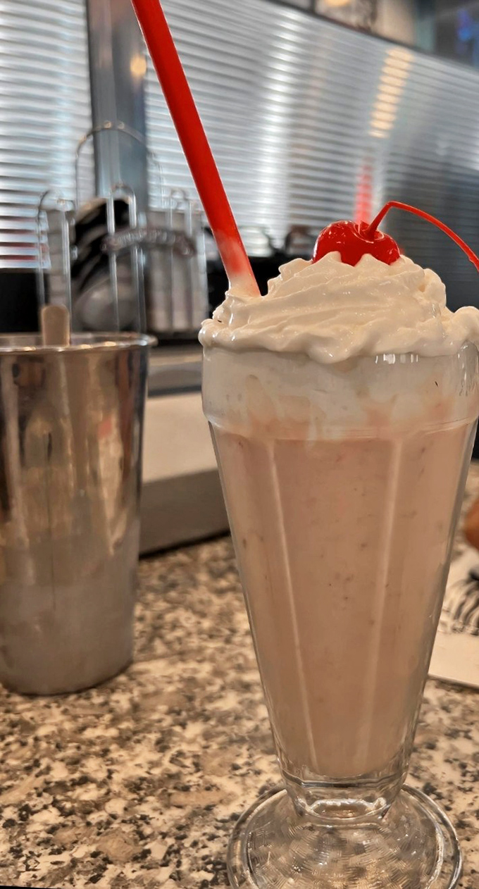 Milkshakes at Mels come with the metal mixing cup&mdash;like getting a bonus round of creamy, cold happiness after you finish the glass.