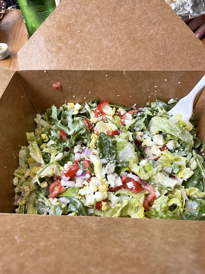 A salad so vibrant it could convince carnivores to take a detour. Fresh greens, tomatoes, and feta create a colorful chorus of crunch.