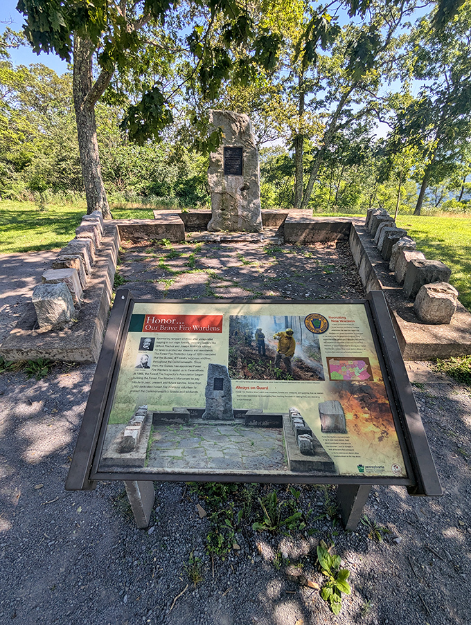 History stands quietly among the trees, honoring those who shaped these lands. Some monuments speak loudest through their simplicity and setting.