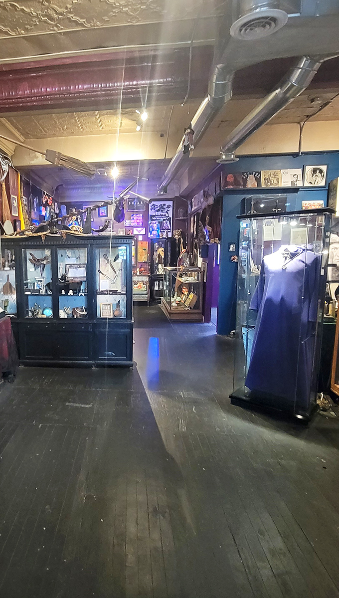 Display cases filled with mysterious tools of the magical trade line the walkways. That purple ceremonial robe isn't something you'd wear to the grocery store&mdash;unless you're feeling particularly bold.