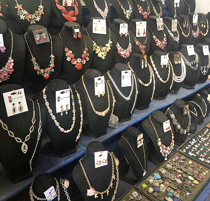 Jewelry displays that sparkle like a Vegas showroom, minus the Elvis impersonators and overpriced cocktails.