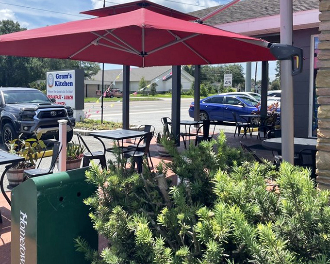 The outdoor seating area&mdash;where Florida's sunshine is just another ingredient in your perfectly relaxed dining experience.