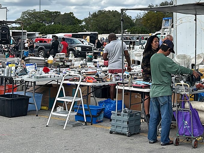 Tables laden with life's miscellany stretch toward the horizon&mdash;one person's garage cleanout becomes another's treasure trove.