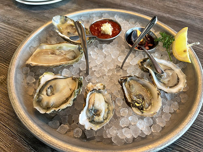 Fresh oysters on ice&mdash;nature's perfect appetizer that somehow traveled from ocean to Arizona without losing an ounce of briny brilliance.