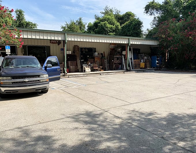 The unassuming exterior hides the wonderland within. Like a speakeasy for vintage lovers, you need to know it's there to find the good stuff.