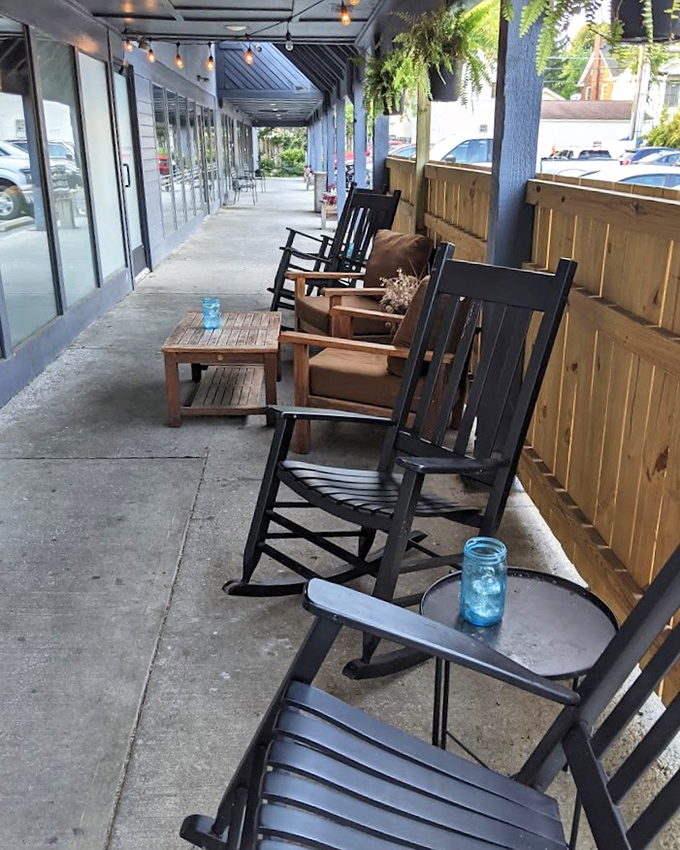 The patio's rocking chairs invite you to linger a while longer—because good food deserves the courtesy of unhurried enjoyment.