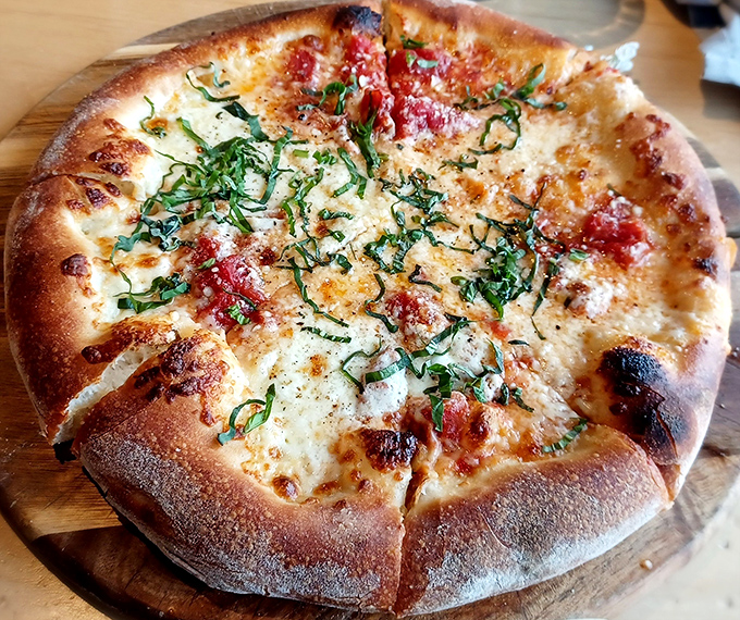 A pizza that understands the importance of a perfect crust. That char around the edges is the culinary equivalent of a perfectly timed punchline.