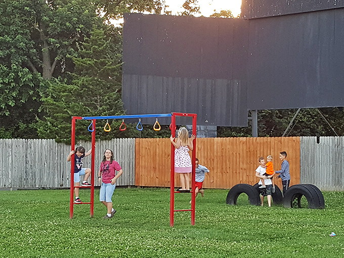 Little adventurers burn energy before showtime. This playground proves drive-ins understand that kids need intermission more than movies do.