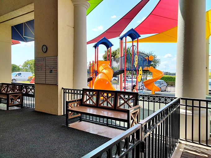 Whoever invented this colorful playground clearly understood that happy kids equal parents with more shopping stamina&mdash;retail psychology at its finest.