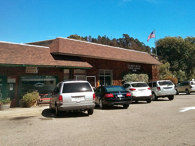 Even running errands feels quaint in Cambria. The post office, where locals still stop to chat while mailing packages.